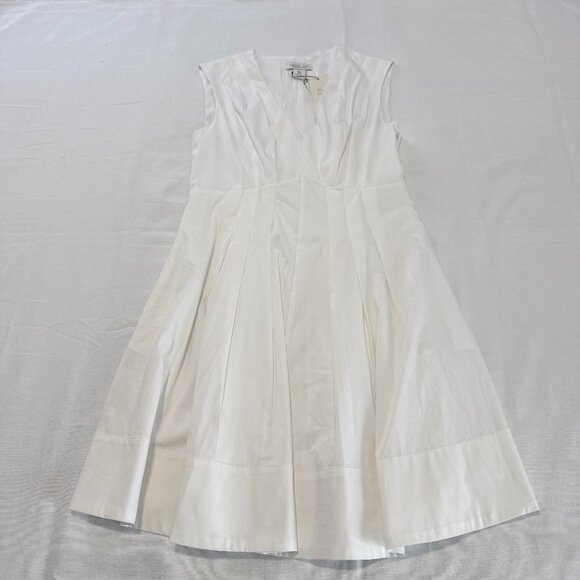 Rachel Zoe | Dresses | Nwt Rachel Zoe White Pleated Fit Flare Dress 8 ...